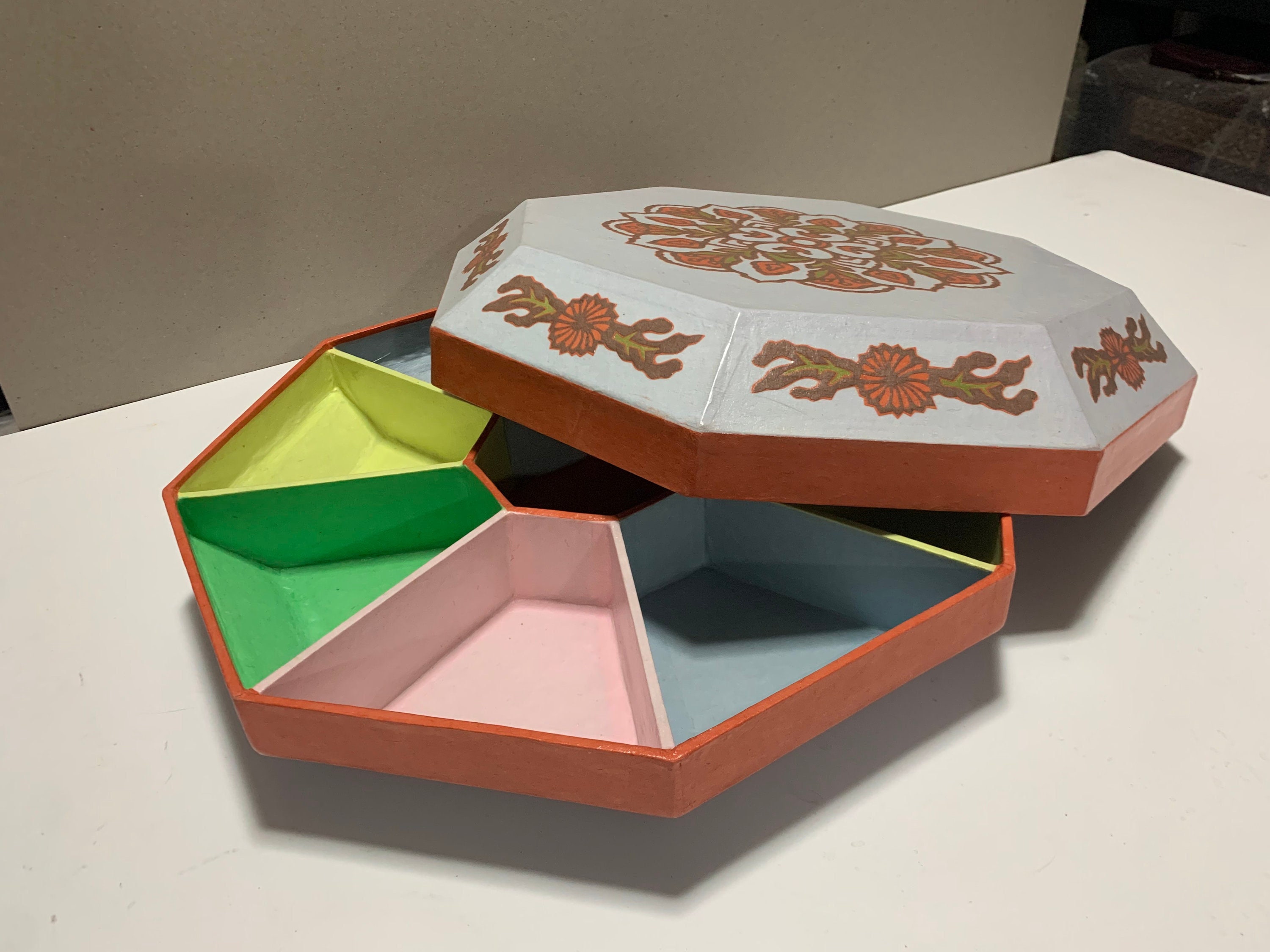 Handmade Traditional Korean Hanji Colorful Octagonal Organizer Box - Etsy