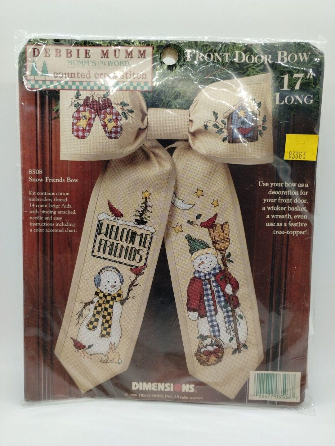 1996 Dimensions Debbie Mumm Front Door Bow Kit "snow Friend Bow" ~17 ...