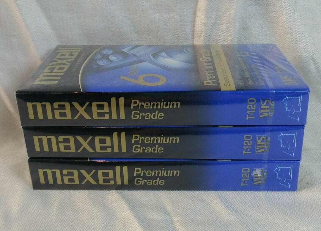 LOT of 3 SEALED Maxell T-120 Blank VHS Video Cassette Tapes Premium ...