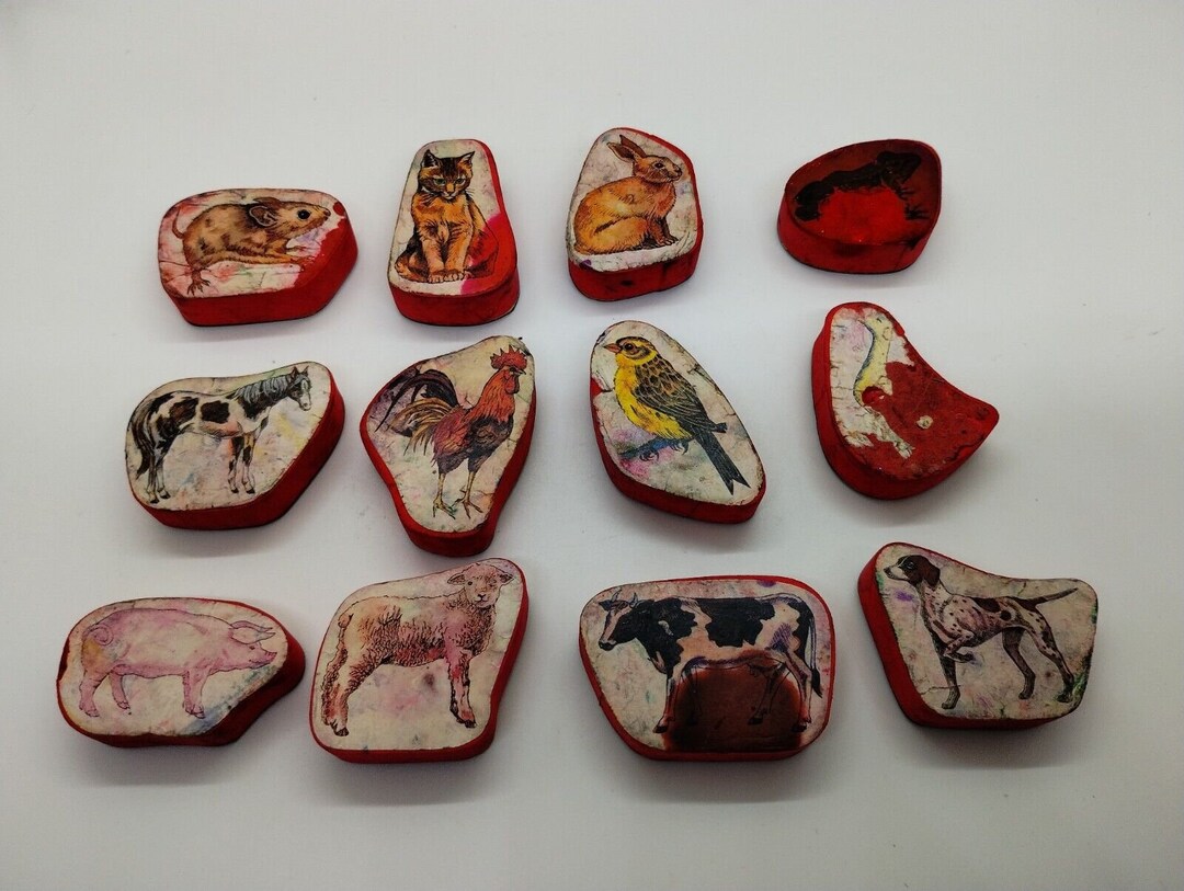 Realistic Farm Animals Foam Stamp Set Rooster Cow Mouse Cat Frog - Etsy