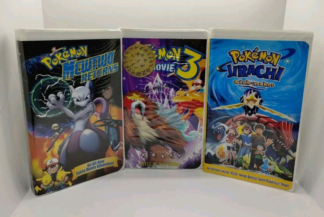 Pokémon Clamshell VHS Tape Lot of 3 Movies Tested and Working Mewtwo ...