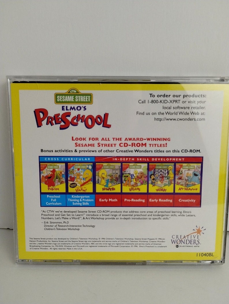 Sesame Street Elmo's Preschool CD-ROM windows 95/3.1 PC Game - Etsy