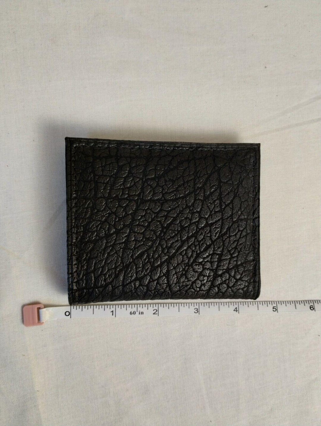 Vintage Faux Elephant Hide Leather Vitron Black Bifold Wallet Vi-tronic ...