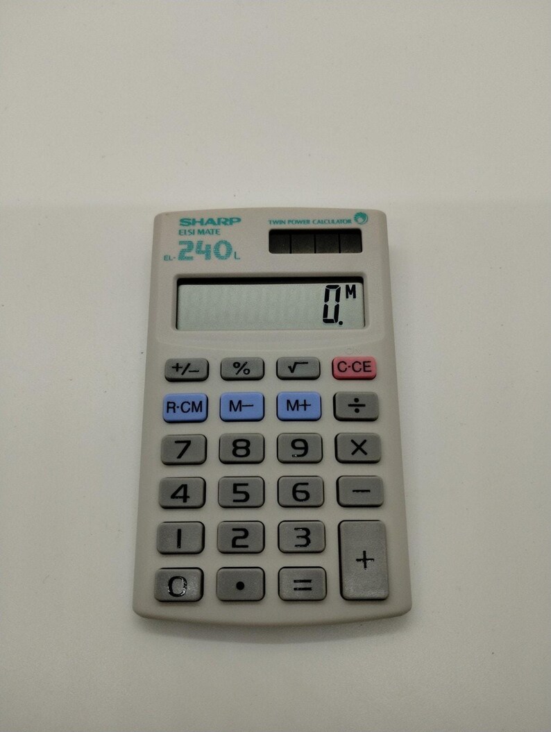 Sharp EL-240L Twin Power Electronic Handheld Calculator Large Display ...