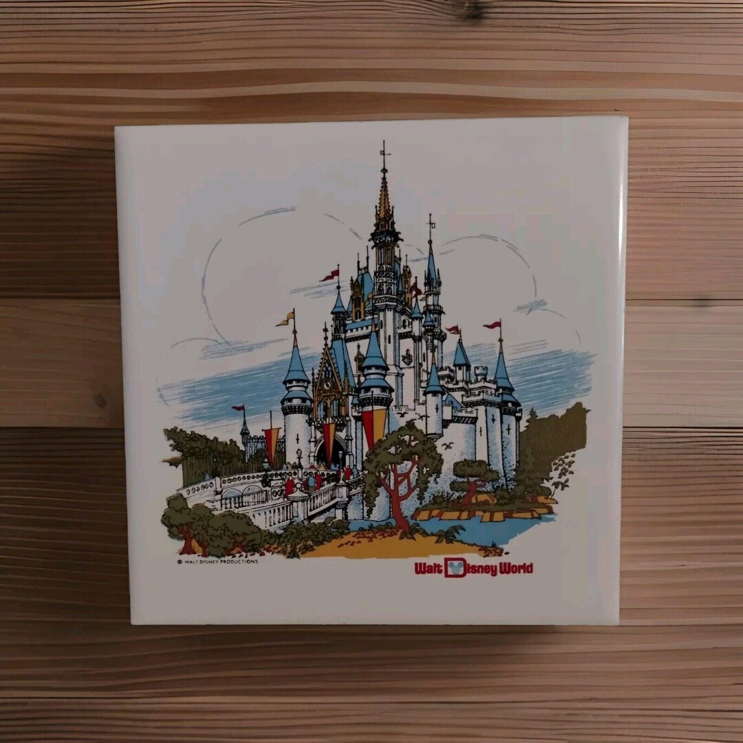 Vintage Walt Disney World Collectible Trivet, Wall Tile, Castle 6 White ...