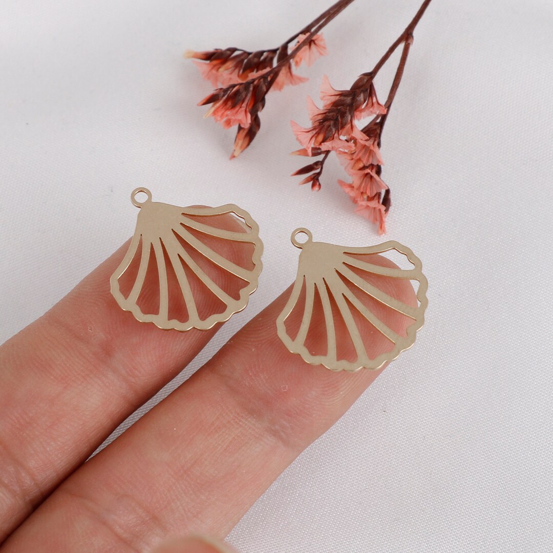 Raw Brass Seashell Charms: Laser Cut Earring Pendants - Etsy