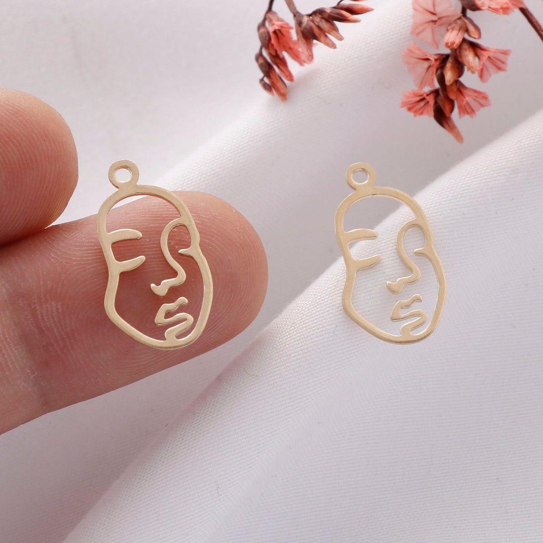 Raw Brass Face Charm, Brass Cutout Face Earring Pendant, Brass Fittings ...