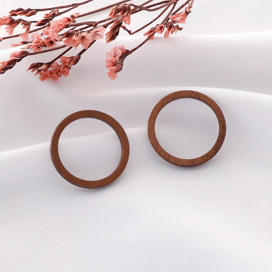 4pcs Round Wood Charms, Round Wood Charms, Wood and Resin Blocks ...