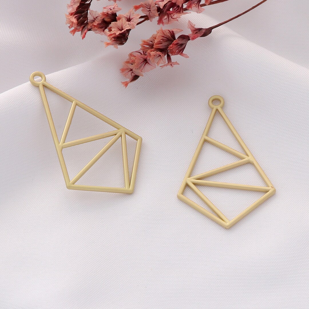 10 Pieces Matte Gold Rhombus Earring Pendants, Geometric Earring ...