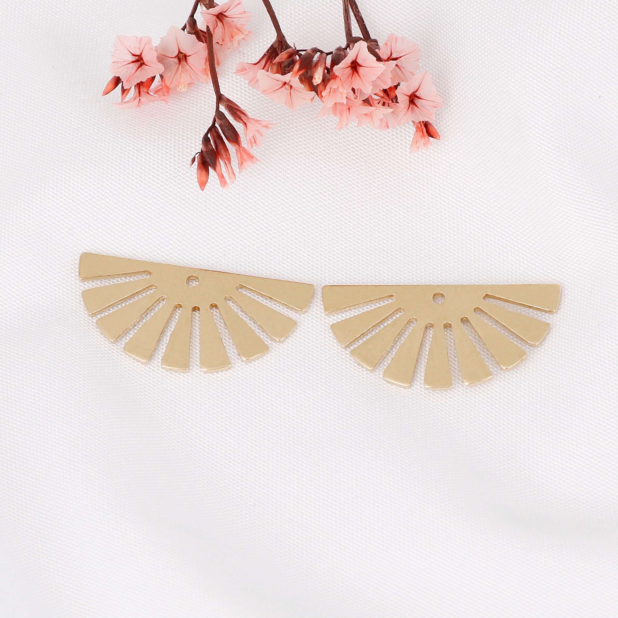 Raw Brass Fan Shape Charm Half Circle Shape Brass Earring - Etsy