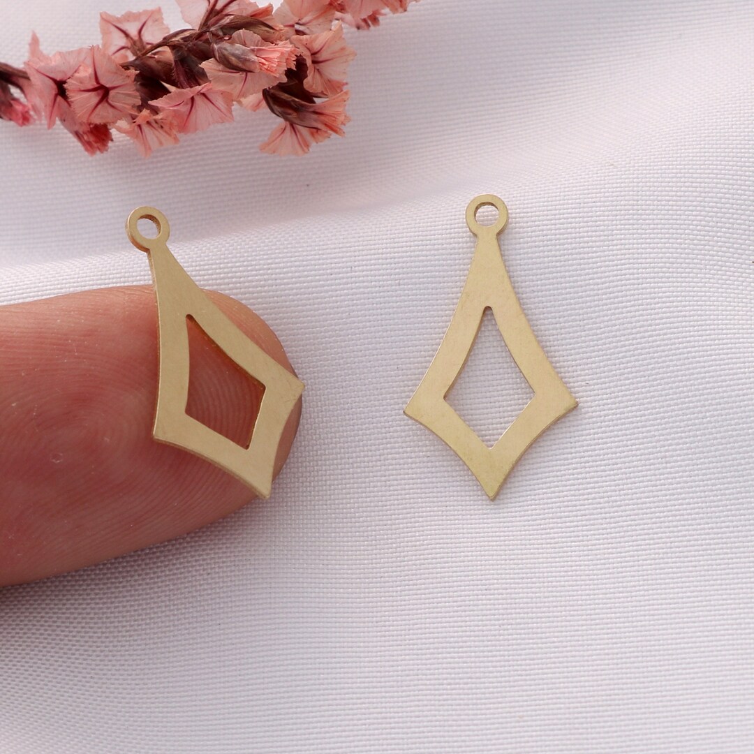 Raw Brass Diamond Earring Charms: Laser Cut Pendants - Etsy