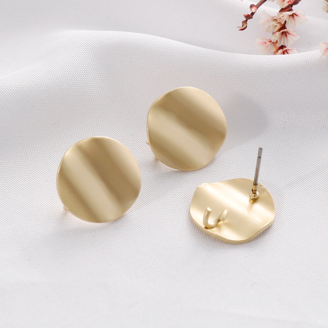 10pcs Matt Gold Earring, Round Wave Earring, Round Earrings, Earring ...
