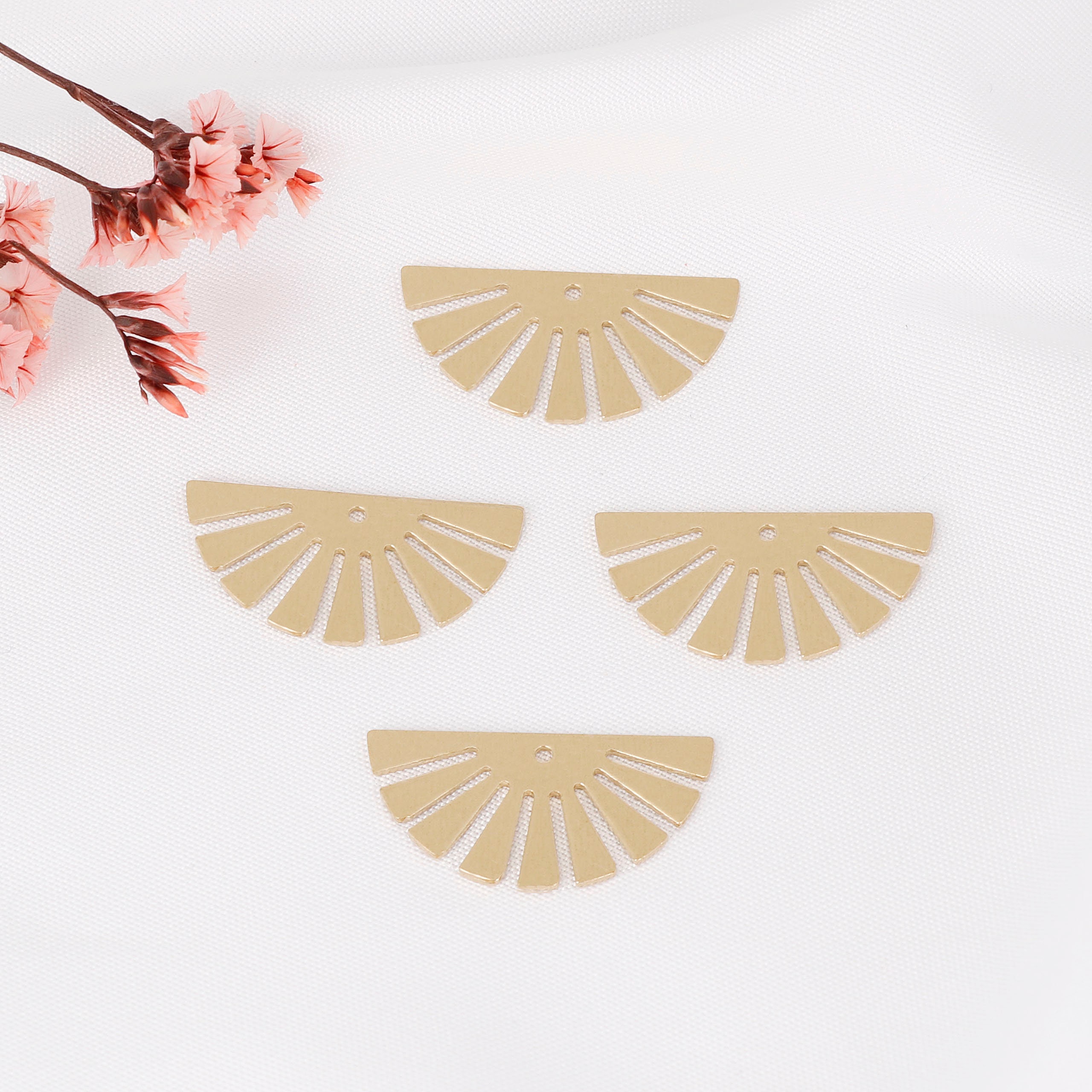 Raw Brass Fan Shape Charm Half Circle Shape Brass Earring - Etsy