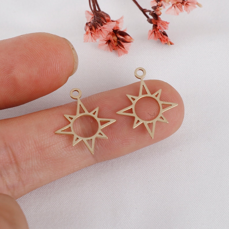 Raw Brass Star Sun Charms: Laser Cut Earring Pendants - Etsy