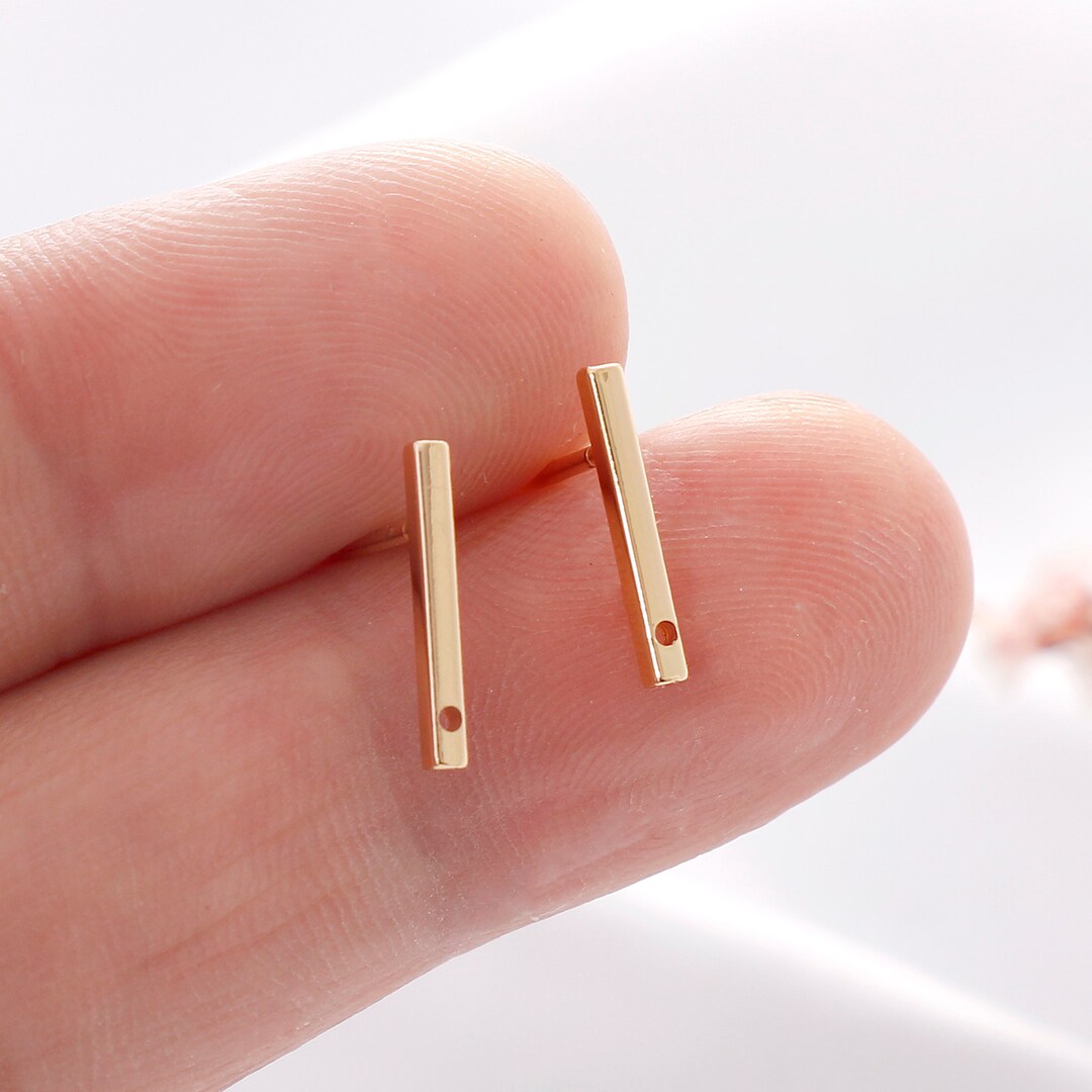 2/10pcs Real Gold Plated Bar Earrings , Ear Wire, Long Stick Earrings ...