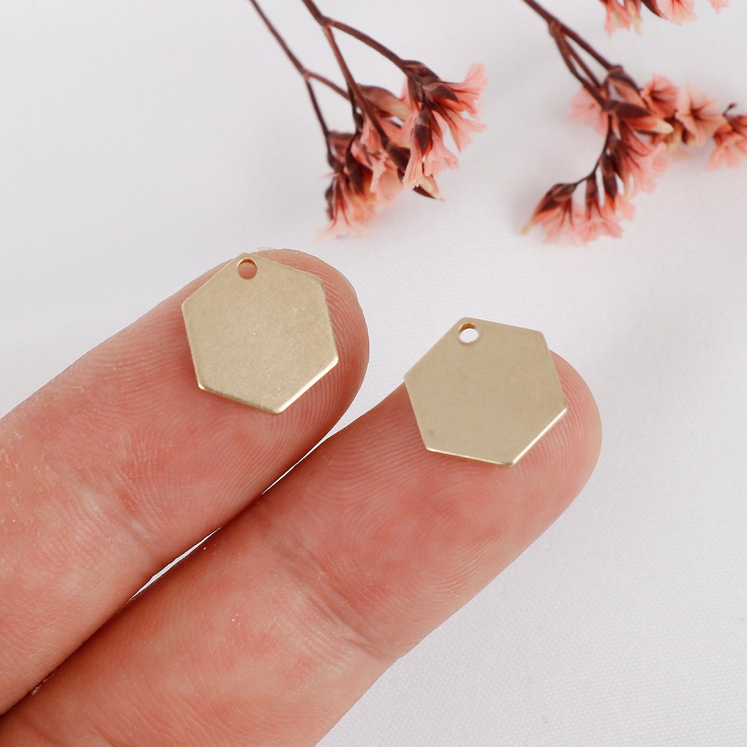 Raw Brass Polygonal Charm: Geometric Earring Pendants, Jewelry Making ...