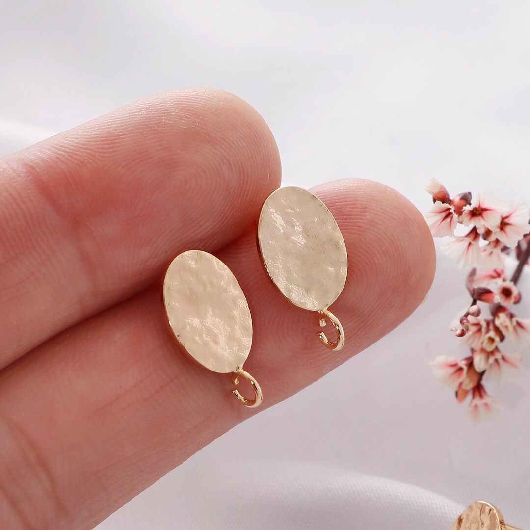 10pcs Real Gold Plated Oval Earrings , Ear Wire, Hammer Earrings ...