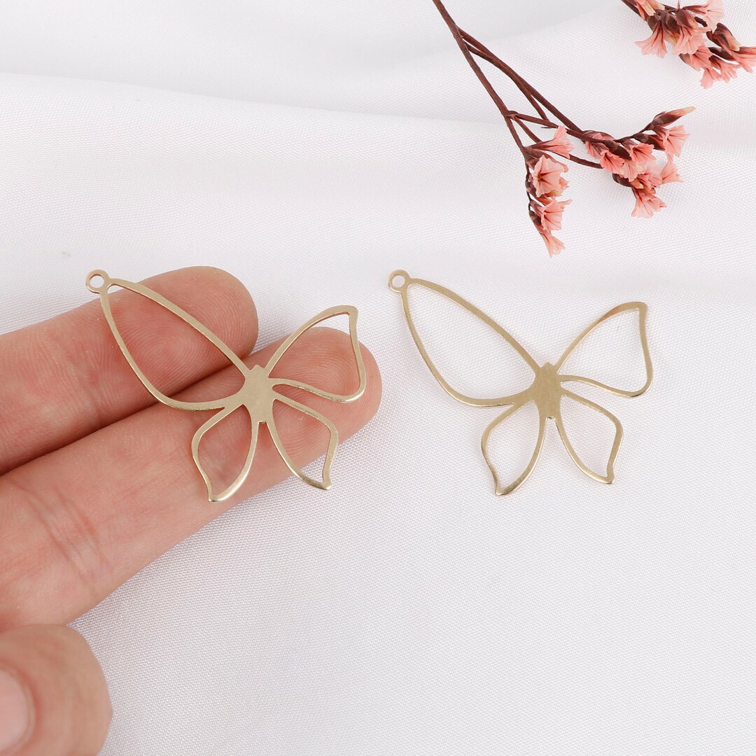 Raw Brass Cutout Butterfly Charm, Brass Butterfly Earring Pendants ...