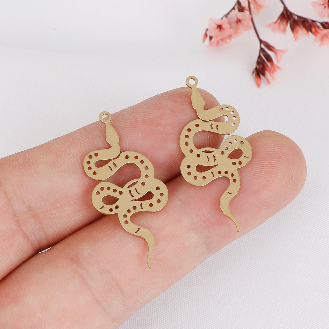 Raw Brass Snake Charm, Brass Earring Pendants, Laser Cut Charms, Brass ...