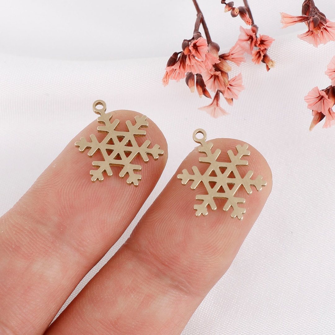 Raw Brass Snowflake Charm, Brass Snowflake Earring Pendant, Laser Cut ...
