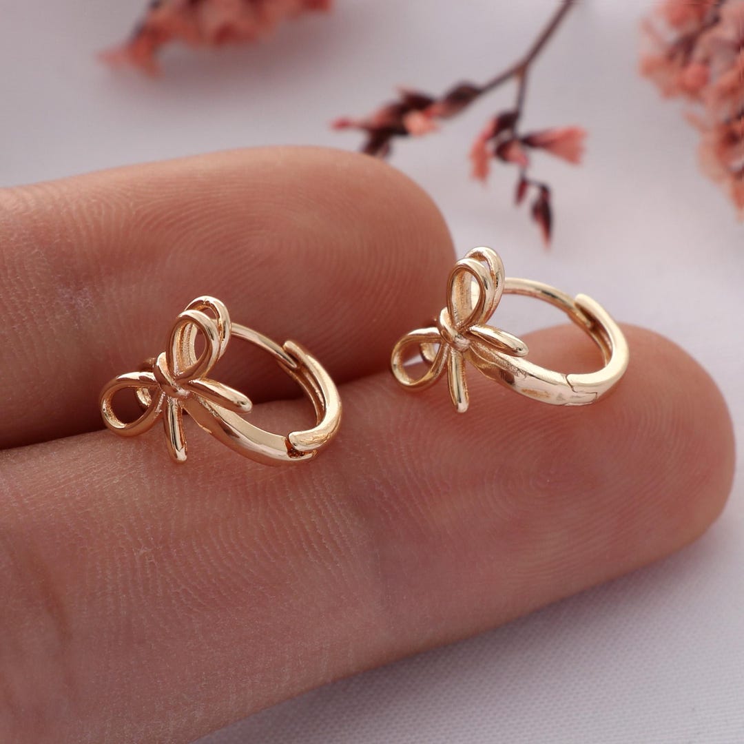 2/6pcs 18K Gold Plated Bow Earring Clasps, Bow Earrings, Gifts for Her ...