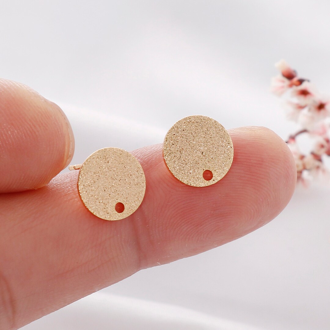Real Gold Plated Pad Earrings: Brass Round Ear Studs (10mm) - Etsy