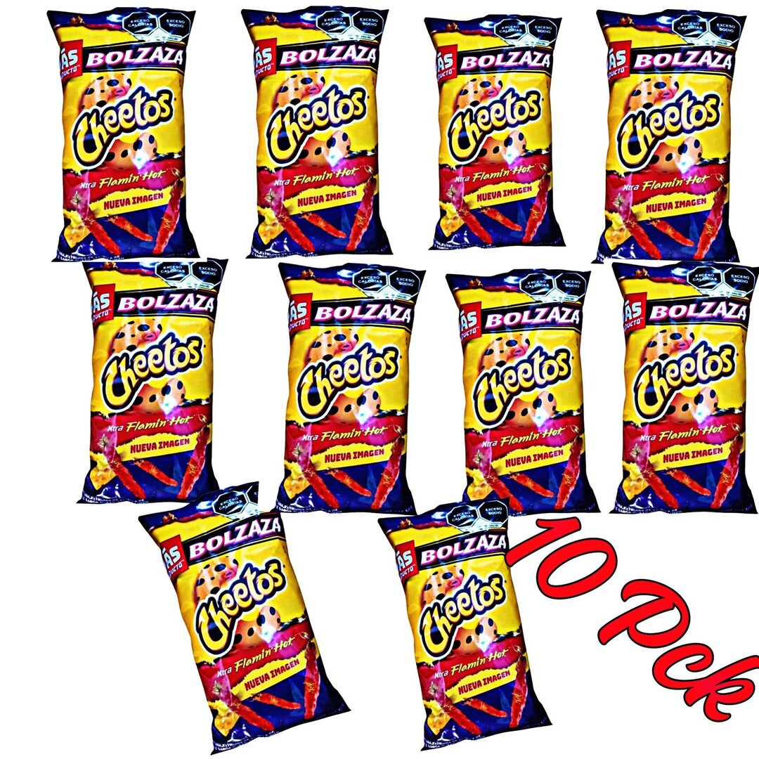 10 Pack, Cheetos Xtra Flaming Hot, Large Size, 145 G Each, Spicy ...