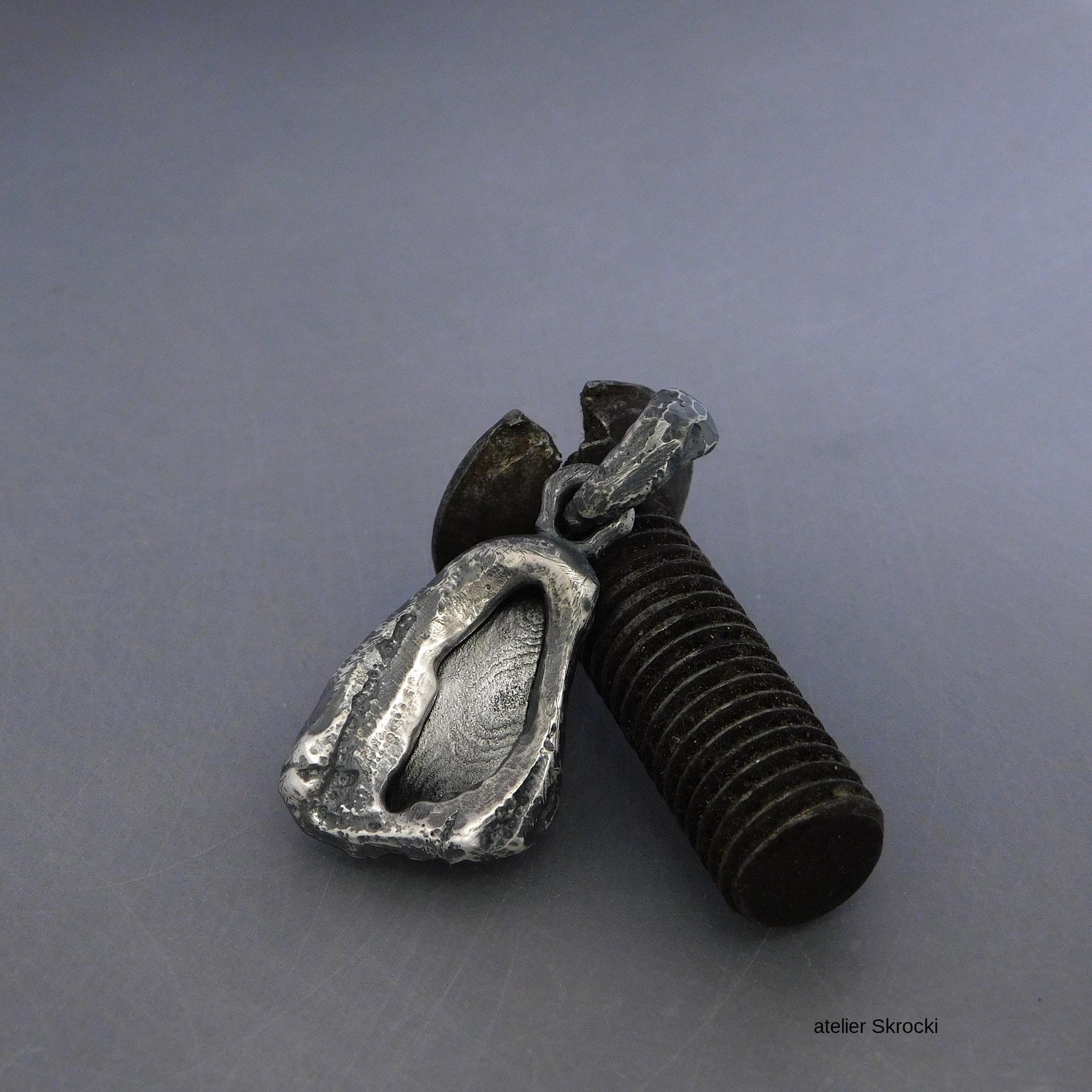 Silver Pendant With Damascus Steel Splinter From Leopard Tank - Etsy