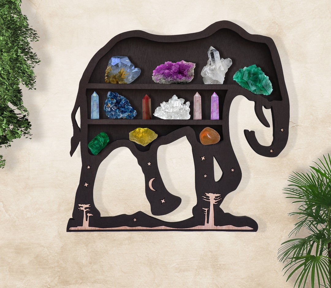 Elephant Crystal Shelf, Crystal Shelf, Crystal Display, Elephant Home ...