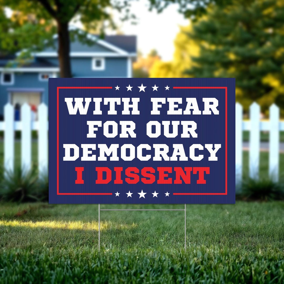 With Fear for Our Democracy Garden Sign, Dissent Yard Sign, Democrat ...
