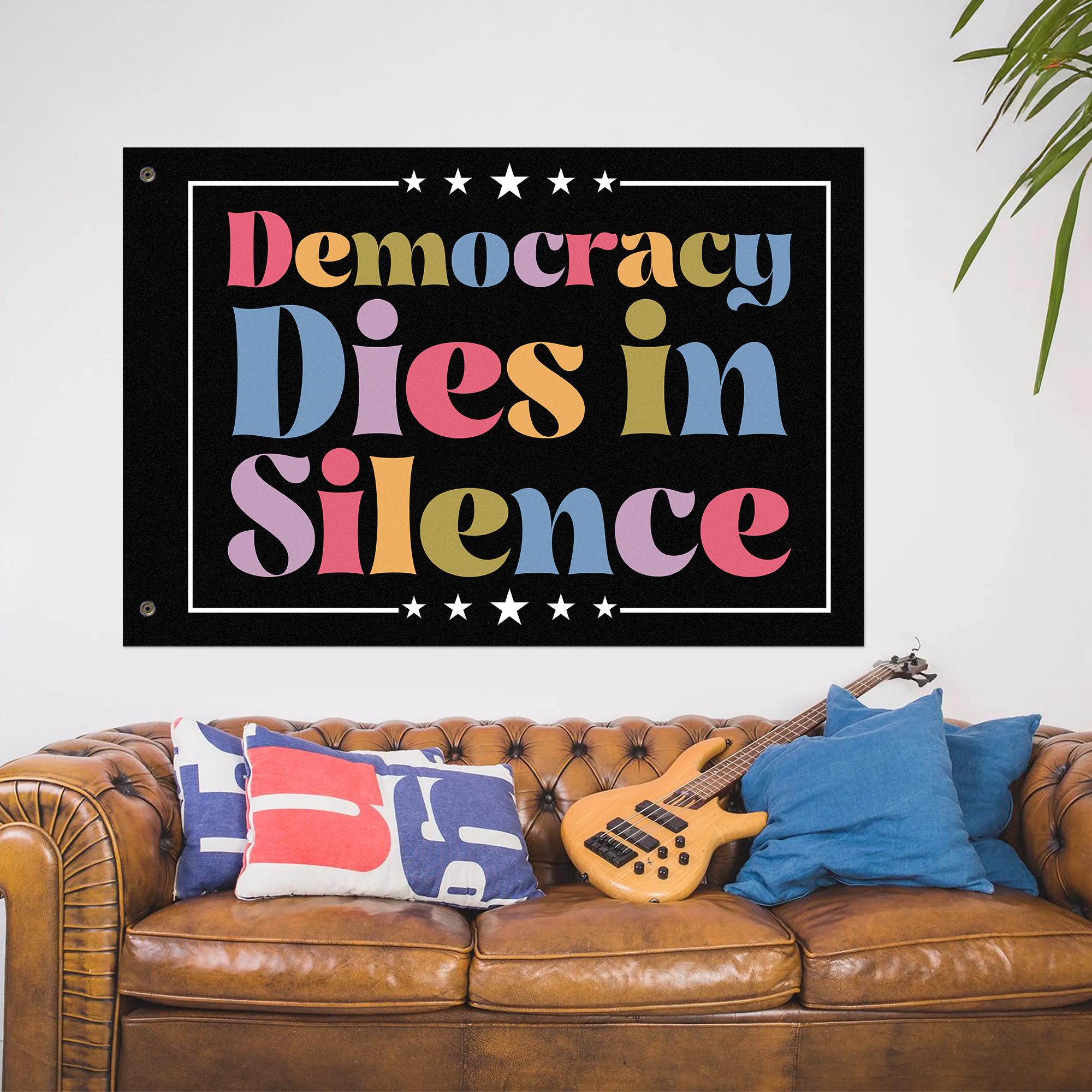 Democracy Dies in Silence 2 Sided Flag, Resist Fascism Fight Oligarchy ...