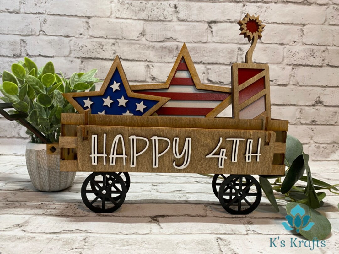 4th of July Insert for Interchangeable Wagon Shelf Sitter, Hutch ...