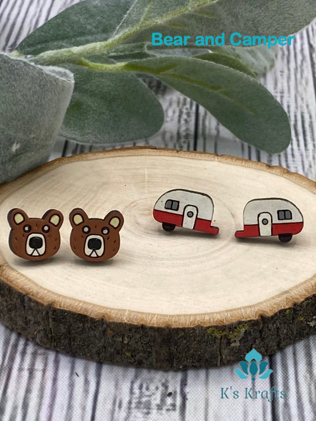 Camping Stud Earrings, Hand Painted Earrings, Earrings for Little Girls ...
