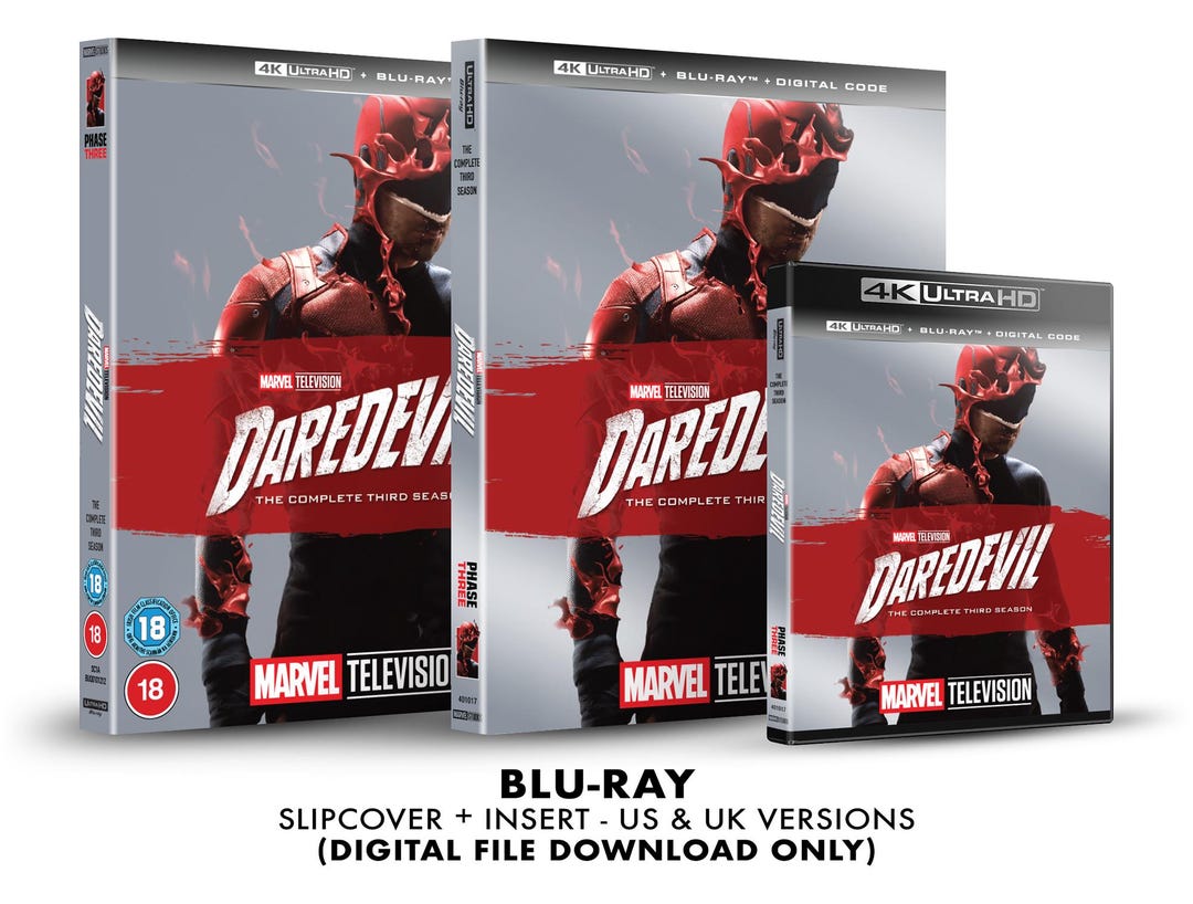 Marvel Daredevil - Season 3 Custom 4K Blu-ray Slipcover + Insert Set ...