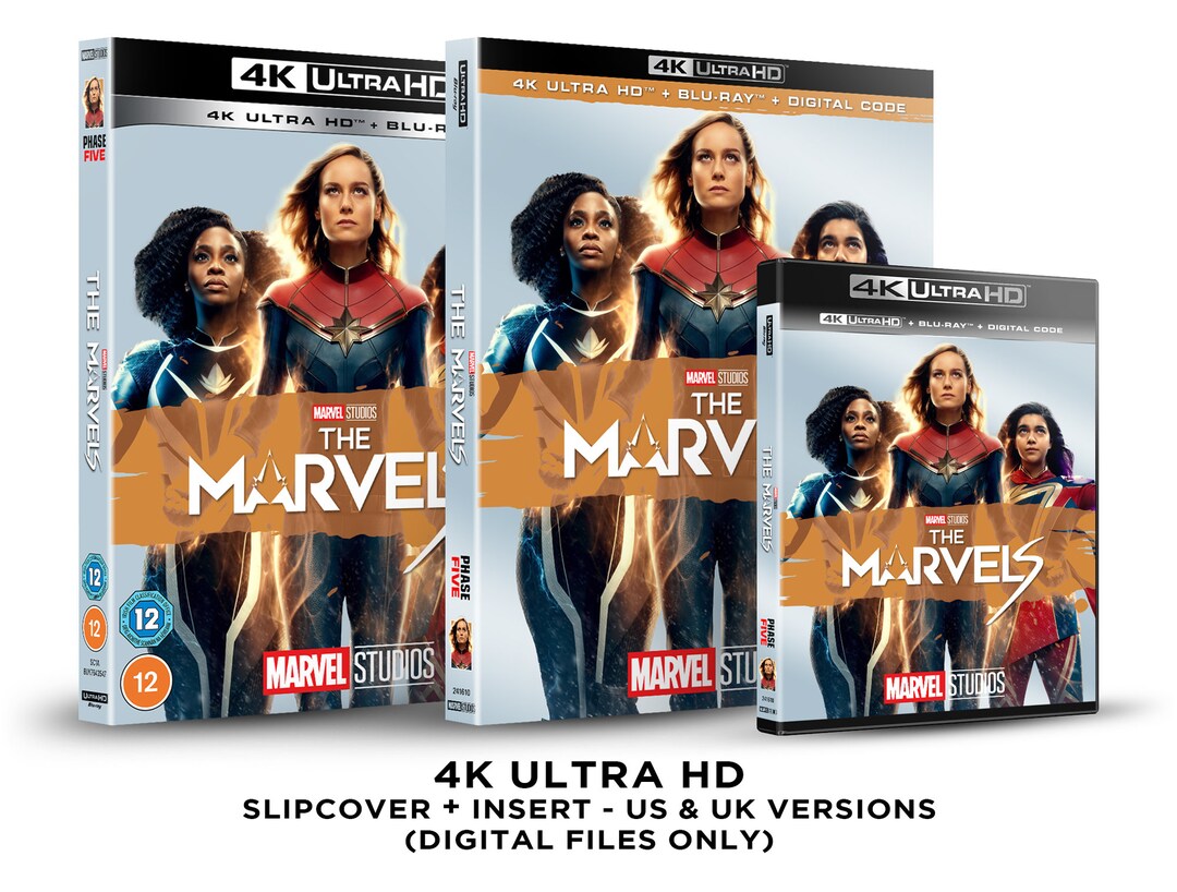 Marvel Studios the Marvels Custom 4K Blu-ray Slipcover Insert Set ...
