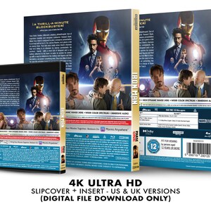 Marvel Studios Iron Man Custom 4K Blu-ray Slipcover + Insert Set ...