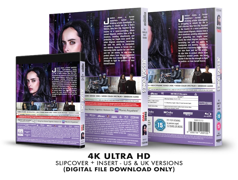 Marvel Jessica Jones - Season 1 Custom 4K Blu-ray Slipcover + Insert ...