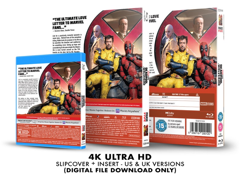 Marvel Studios Deadpool & Wolverine Custom Blu-ray Slipcover + Insert ...