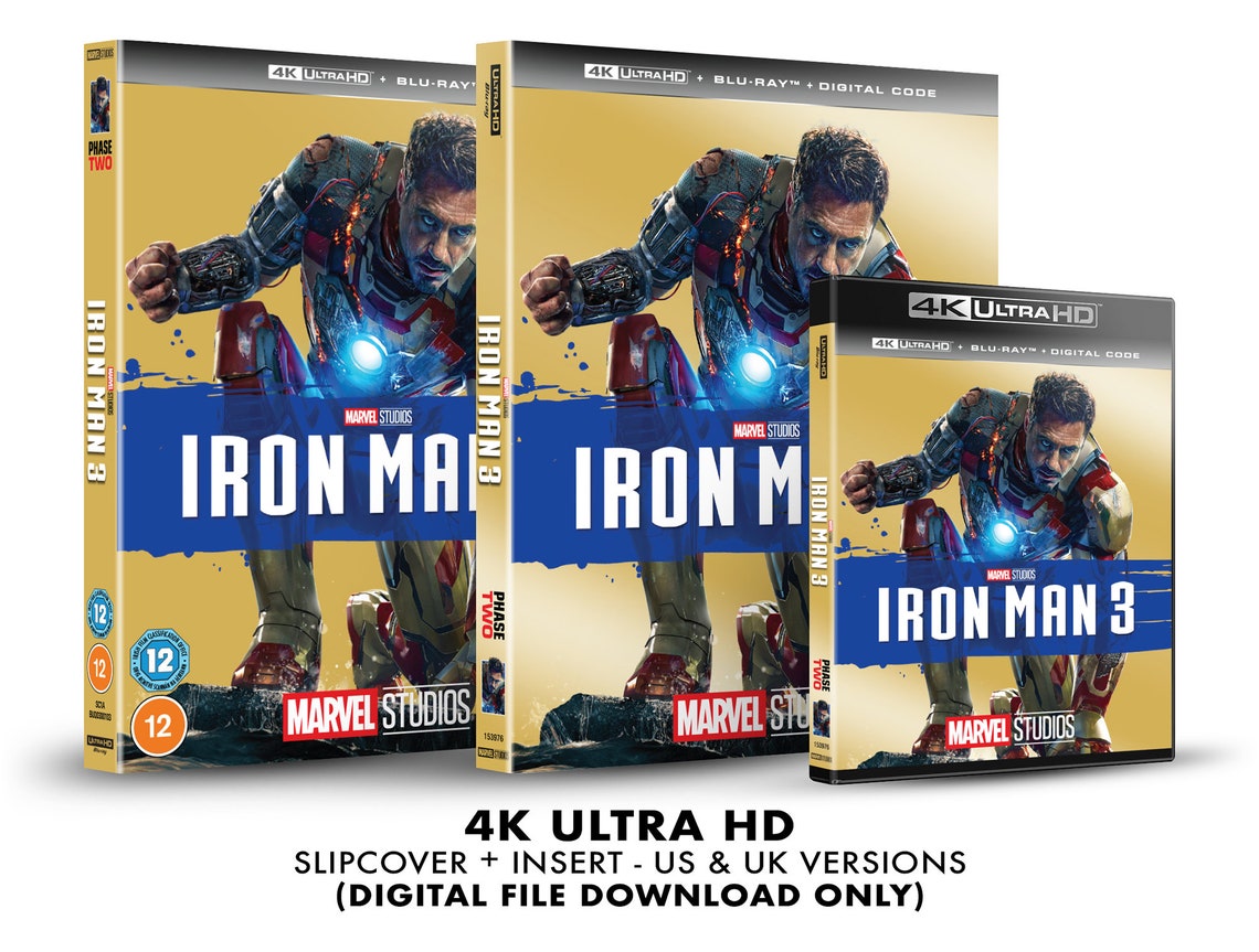 Marvel Studios Iron Man 3 Custom 4K Blu-ray Slipcover + Insert Set ...