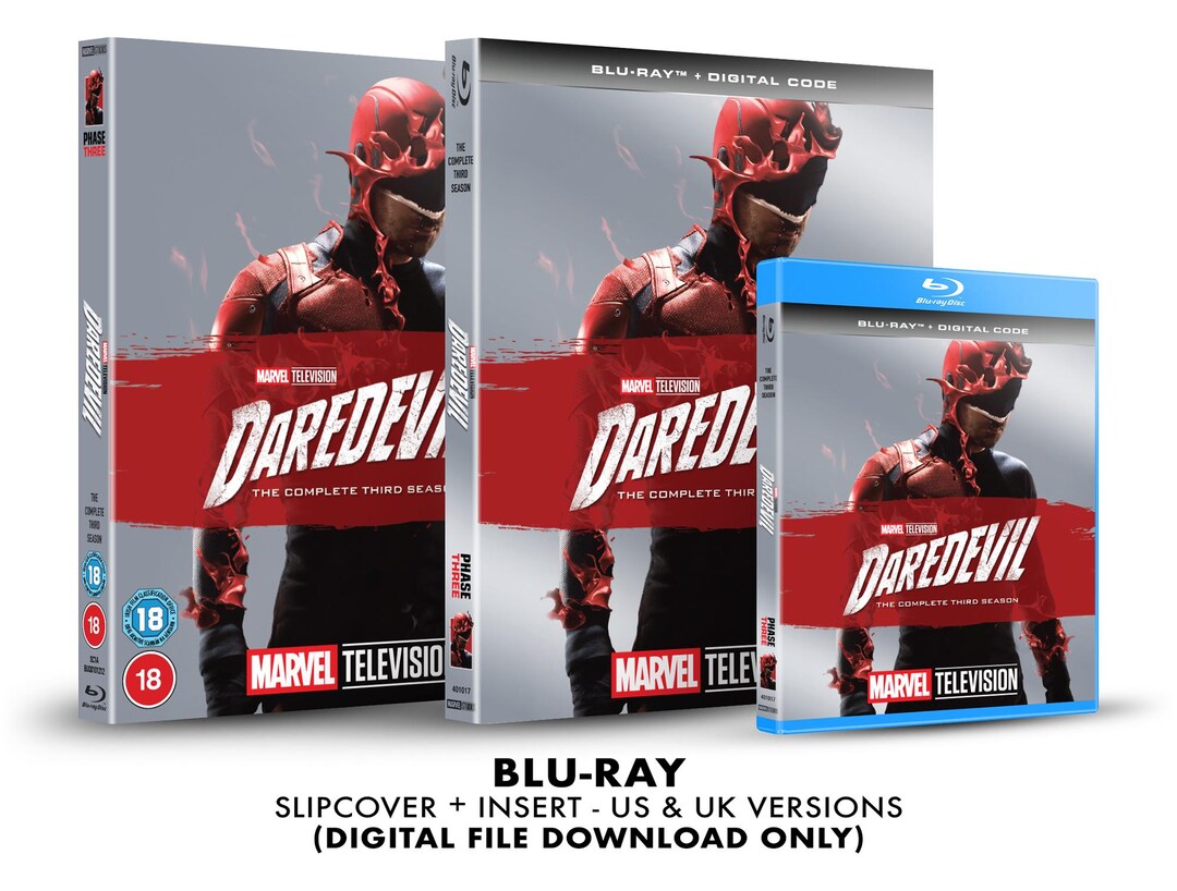 Marvel Daredevil - Season 3 Custom Blu-ray Slipcover + Insert Set ...