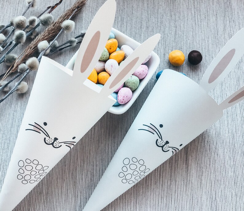 PRINTABLE Easter Bunny Treat Cone Decoration Easter Bunny Cone Kids ...