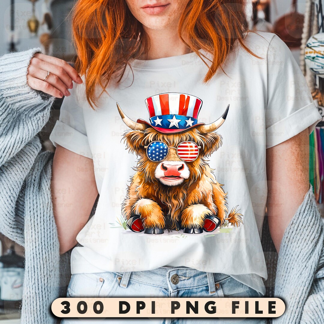 4th of July Cow PNG, Independence Day Png, Patriotic Cow Png, USA Png ...