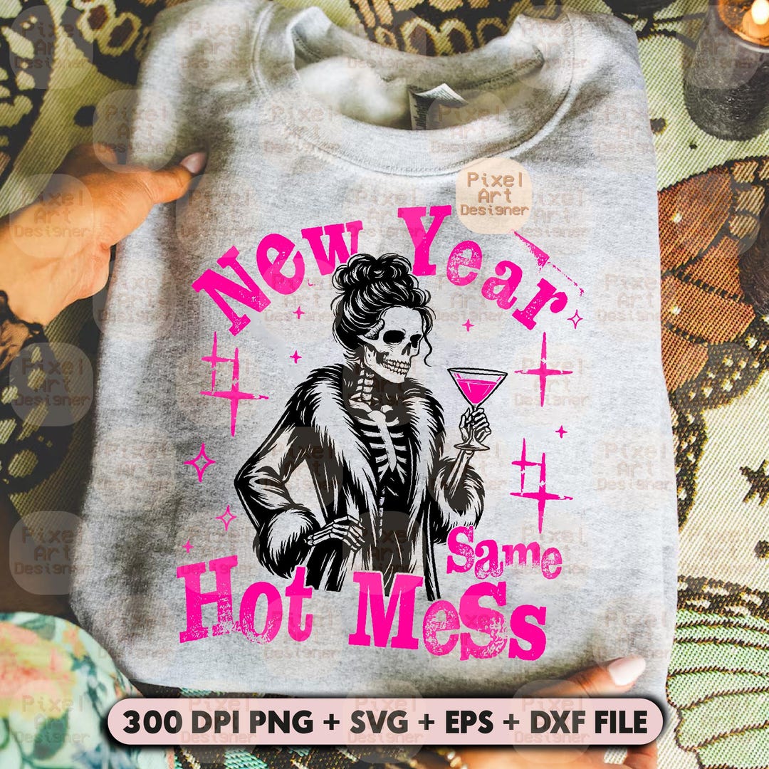 Funny New Year SVG PNG, Funny Skeleton Christmas Design, New Year Party ...