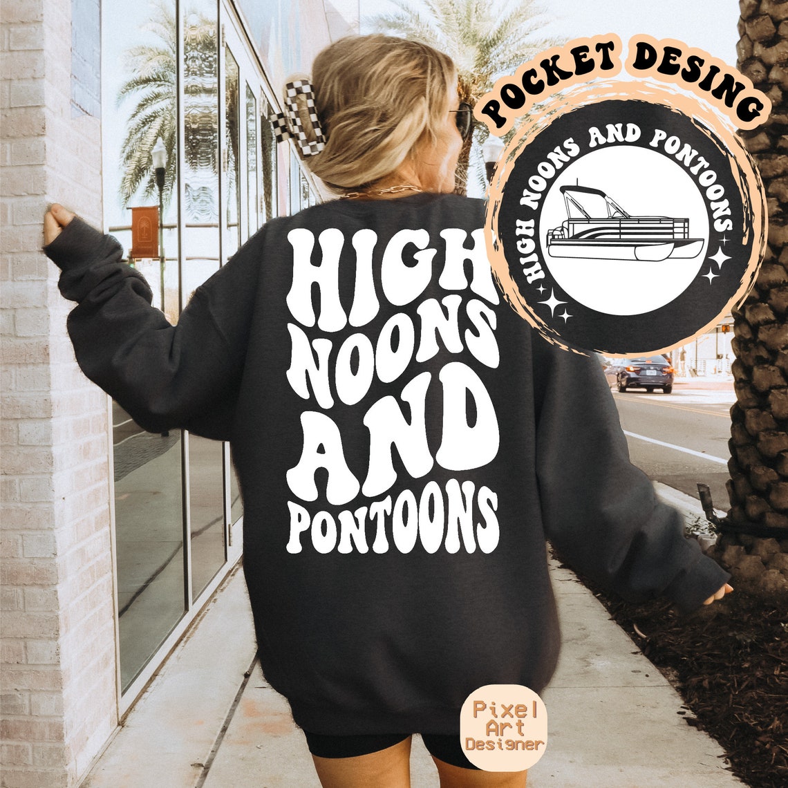 High Noons and Pontoons Png Svg, Boat Svg, Camper T-shirt Svg, Best ...