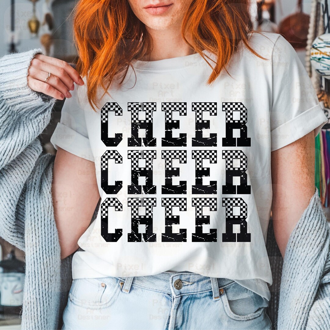 Retro Checkered Cheer PNG Svg, Cheer Mom Svg, Cheer T-shirt Svg, Cheer ...
