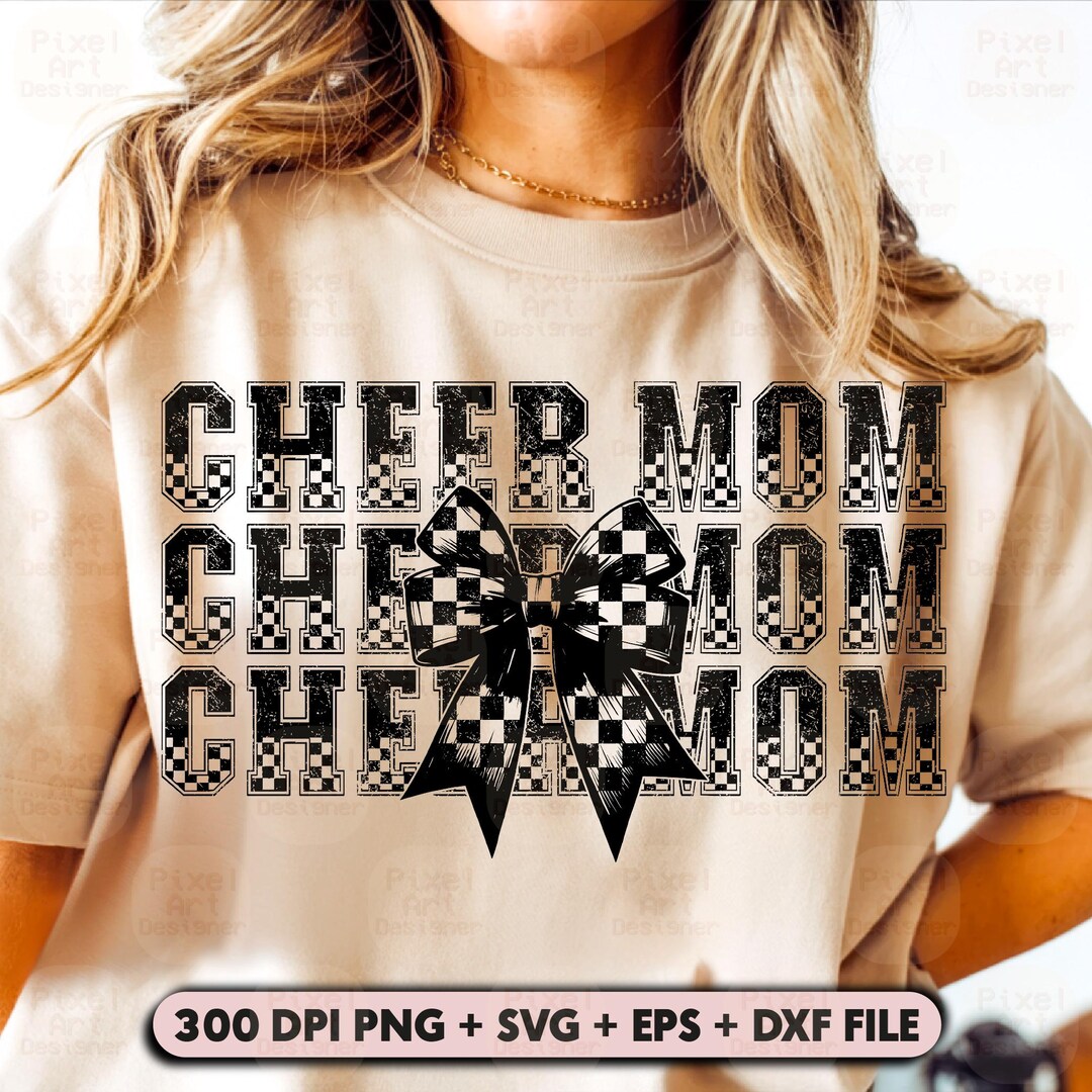 Checkered Cheer Mom PNG SVG, Cheerleading Team Spirit Shirt, Varsity ...