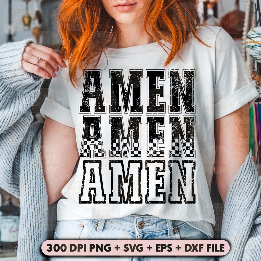 Checkered Amen PNG Svg, Christian Apparel Design, Bible Verse Clipart ...