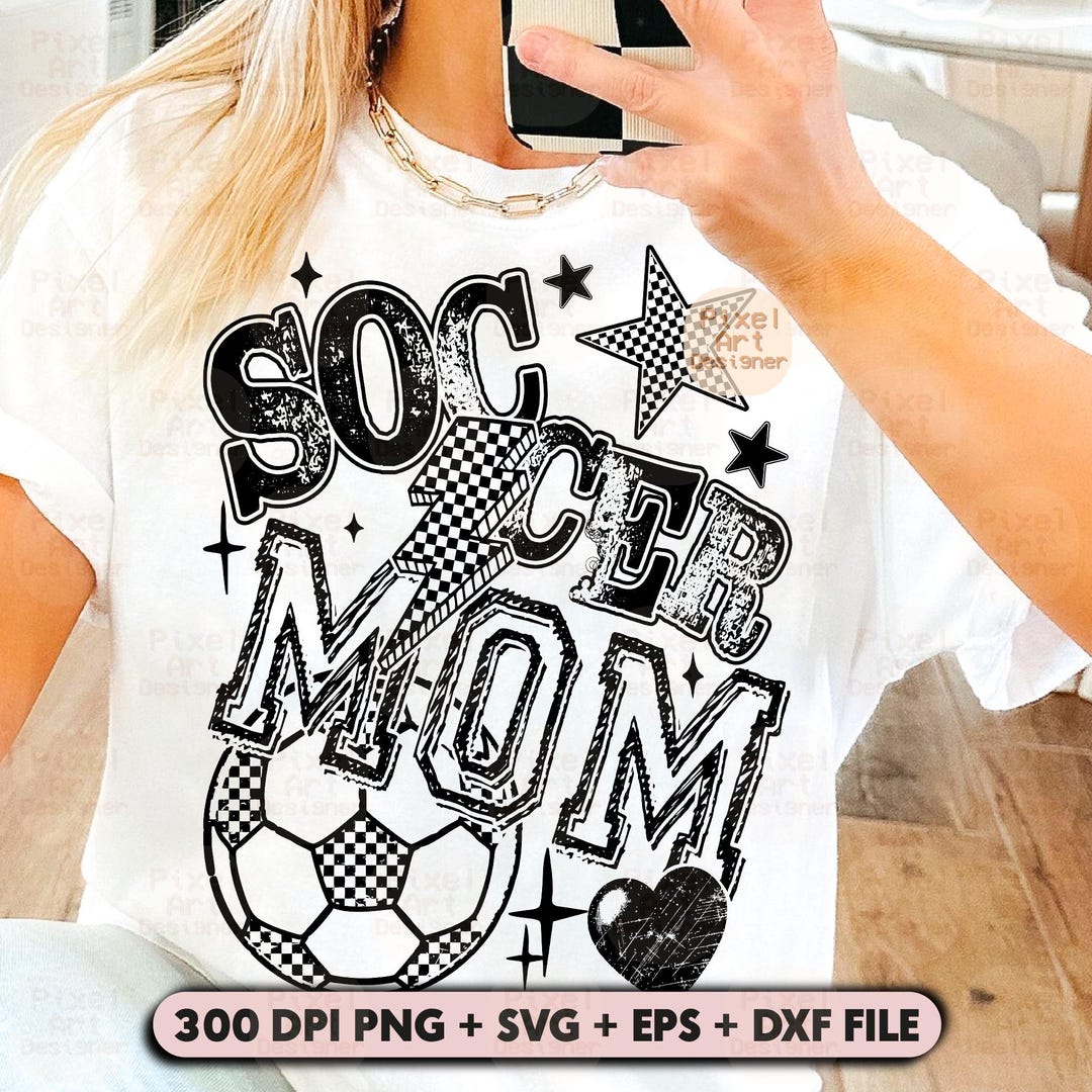 Soccer Mom SVG PNG, Retro Distressed Checkerboard Soccer Ball Design ...