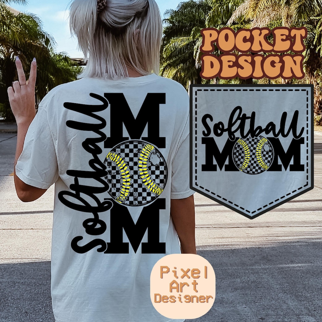 Checkerboard Softball PNG Svg, Distressed Softball Mom, Sports Mama ...