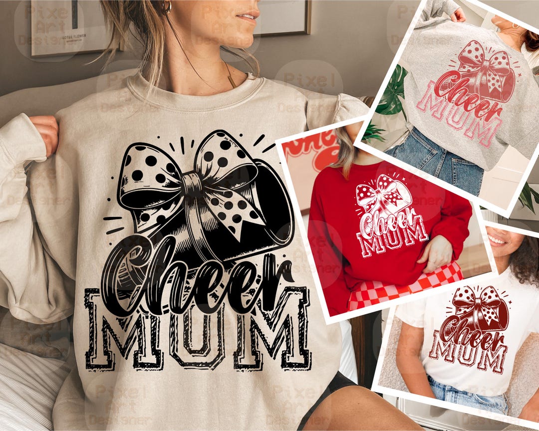 Polka Dot Bow With Cheer Mom PNG Svg, Cheer Mom, Cheerleader Svg, Cheer ...